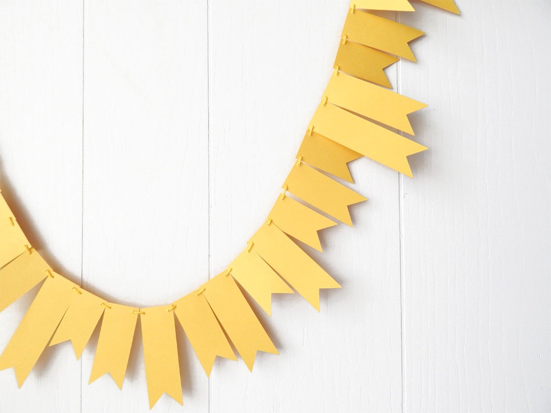 Lemon Yellow Garland Wedding Garland Yellow Bunting Flag Fringe Garland ...