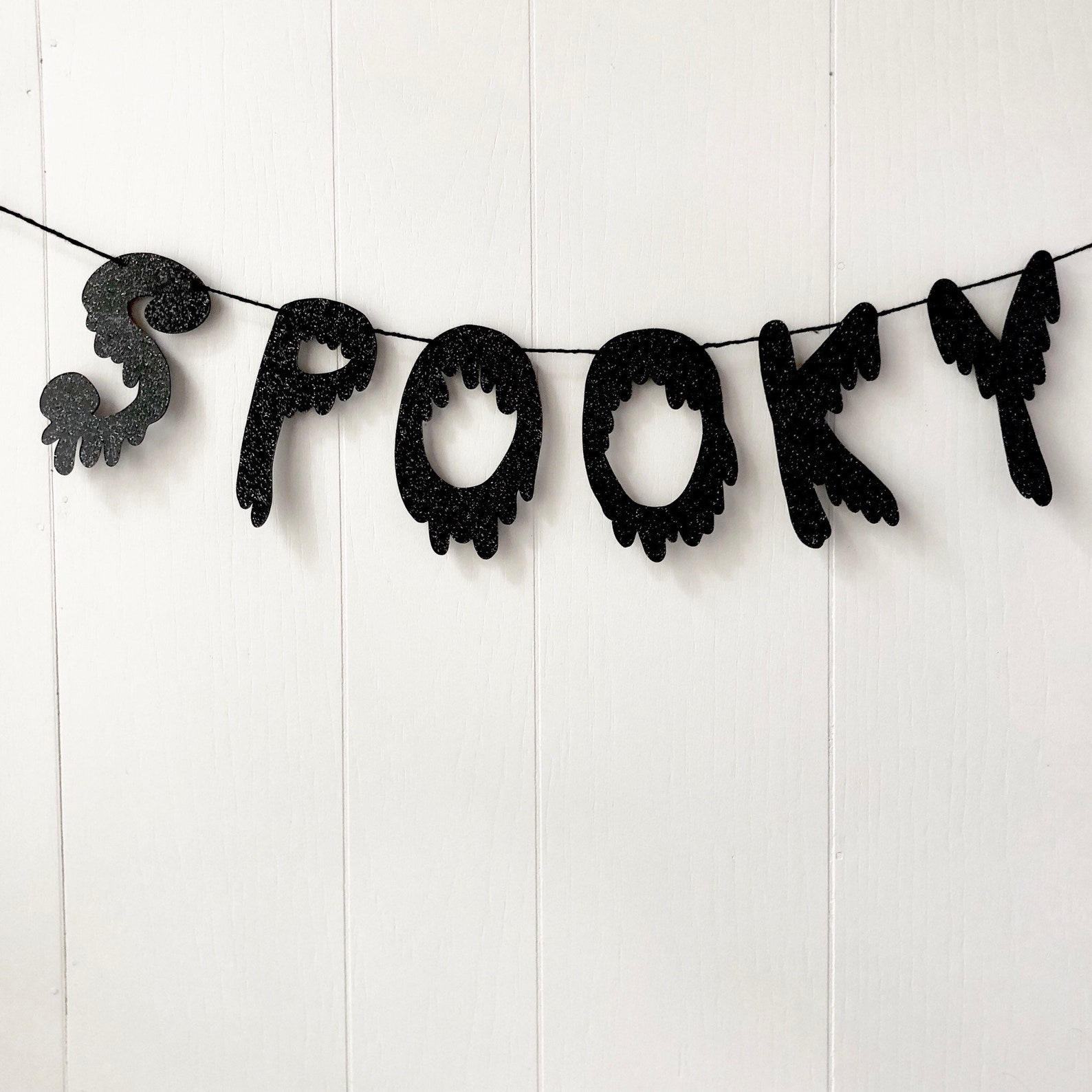 Spooky Garland- Halloween Decor - Black Glitter - Etsy