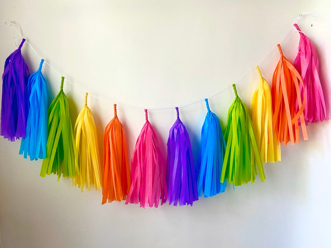 Bright Rainbow Tassel Garland - Girls Room Decor - Room Decor - Nursery ...