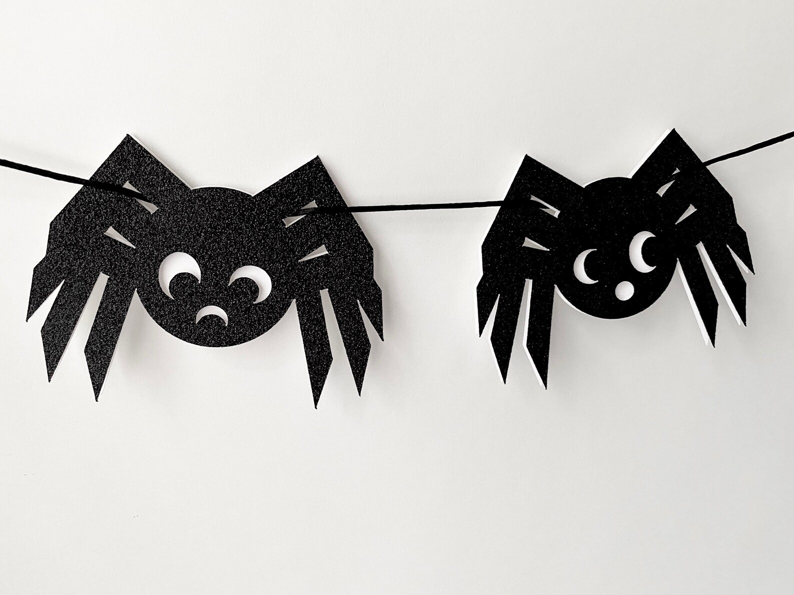 Cute Spider Garland Banner Bunting Black Glitter Stock - Etsy