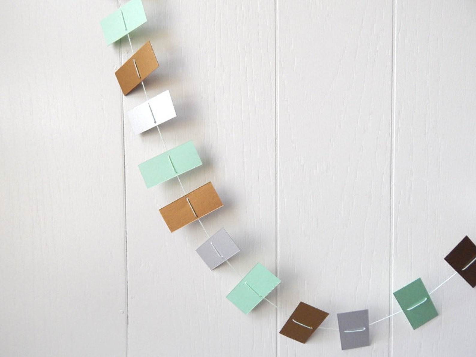 Rectangle Garland in Mint Silver and Gold - Etsy