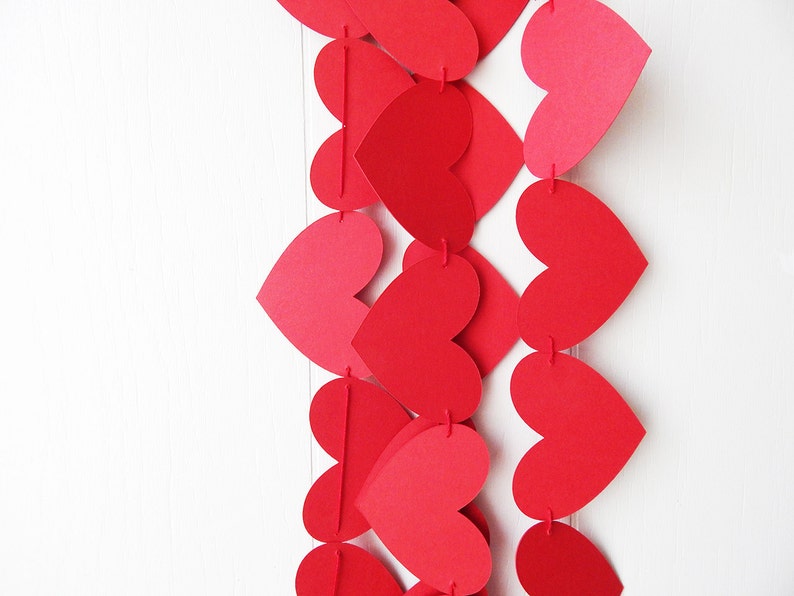 Red Heart Garland / Wedding Decoration / Love Bunting / | Etsy