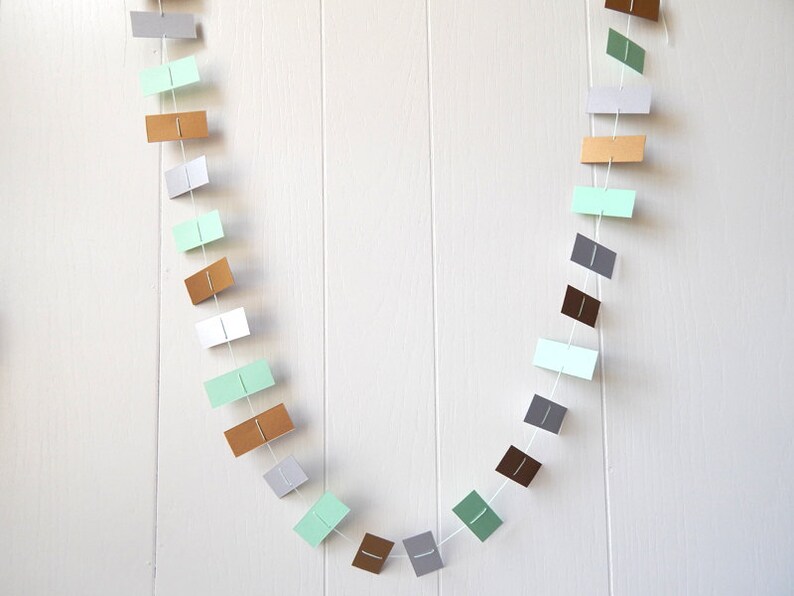Rectangle Garland in Mint Silver and Gold - Etsy
