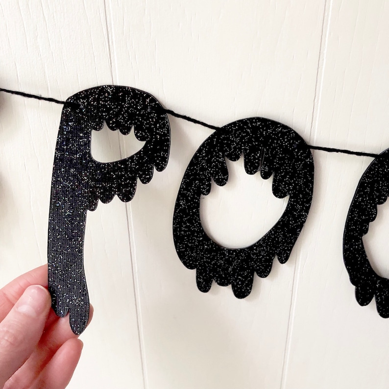 Spooky Garland- Halloween Decor - Black Glitter - Etsy