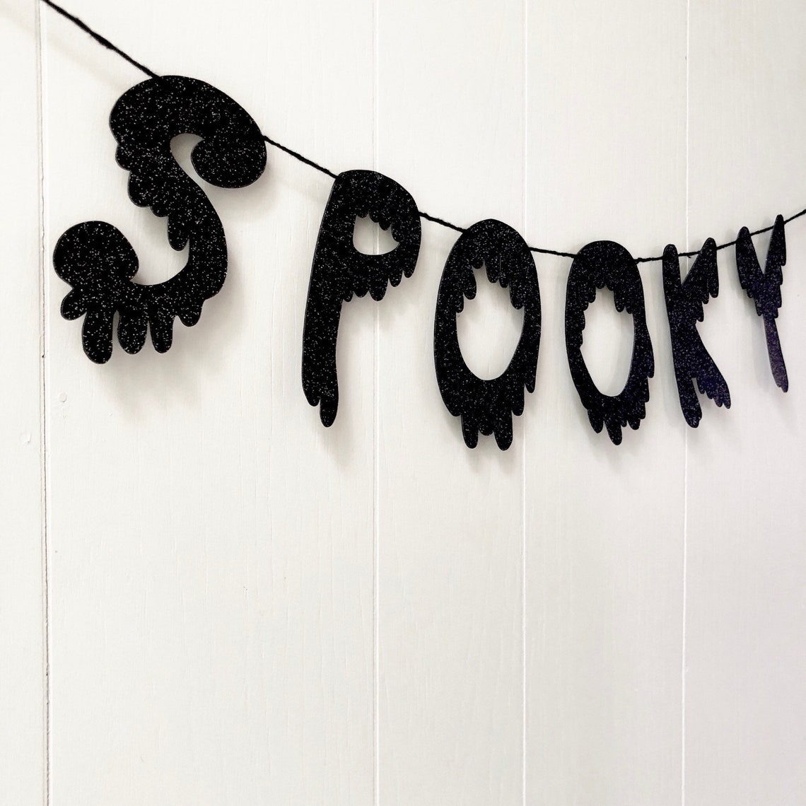 Spooky Garland- Halloween Decor - Black Glitter - Etsy