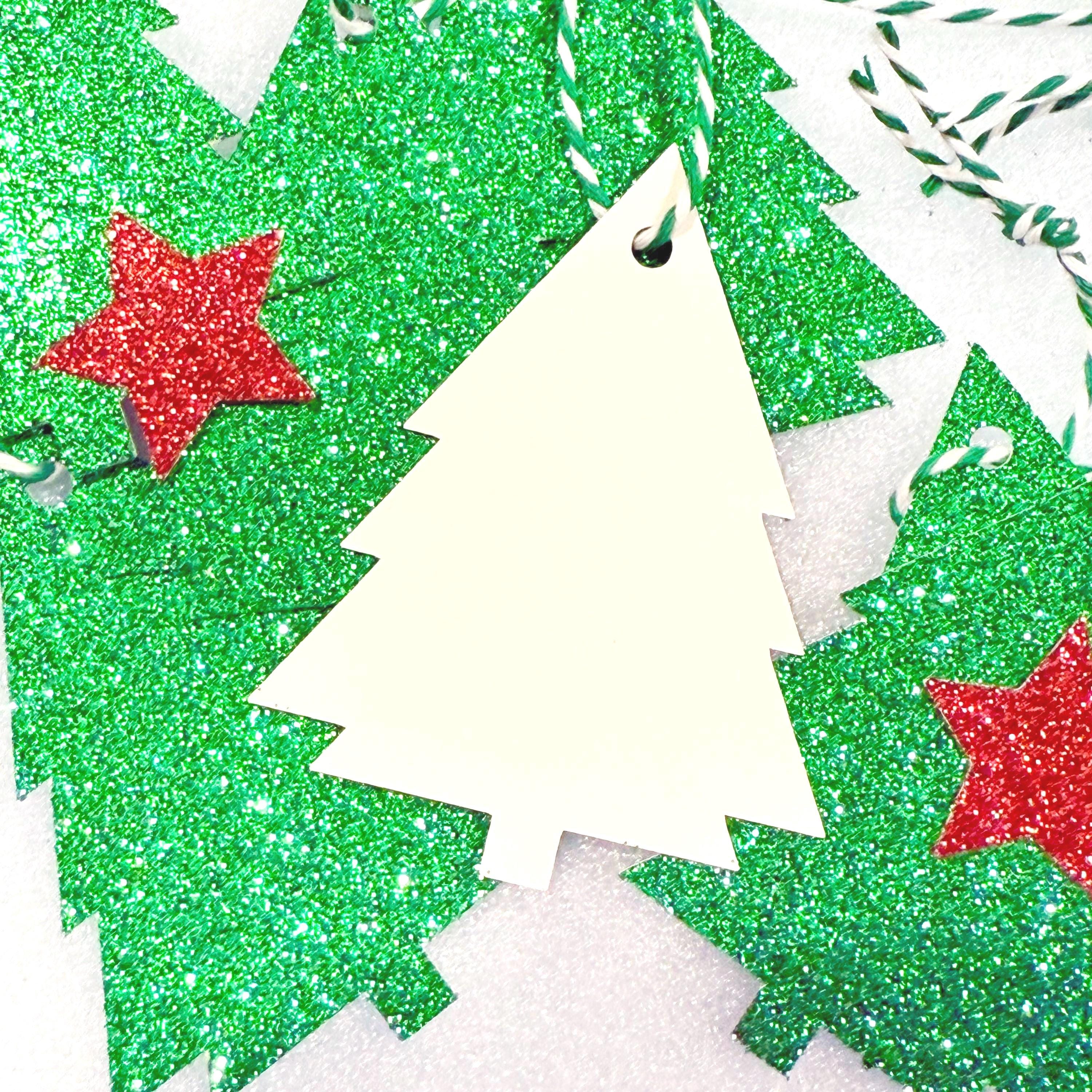 Green Glitter Tree Gift Tags - Christmas Tags - Yule Tags - Holiday ...