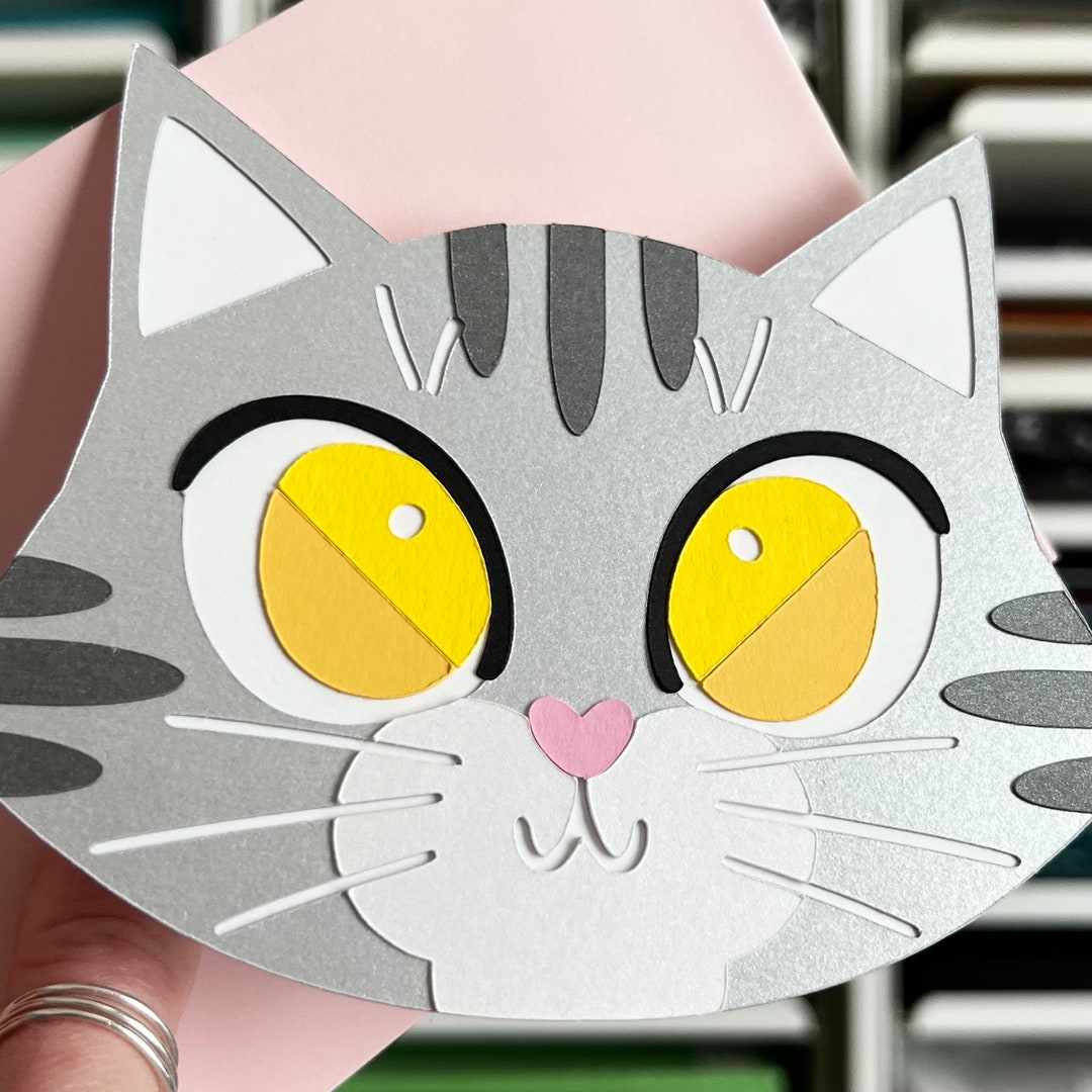 Tabby Cat Card Yellow Eyed Blank Inside Any Occasion Card Birthday Card ...