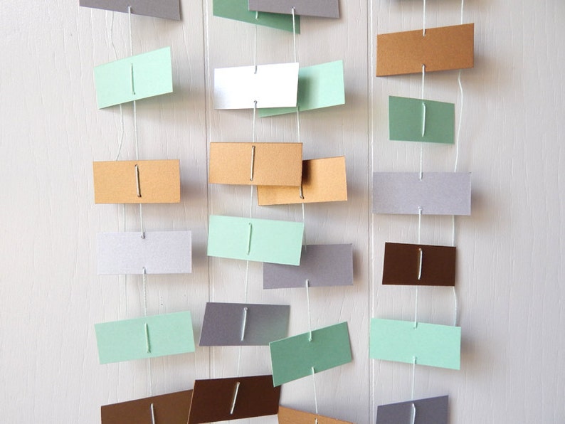 Rectangle Garland in Mint Silver and Gold - Etsy
