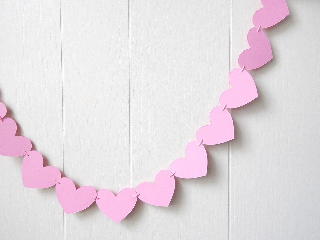 Cotton Candy Pink Heart Garland / Wedding Decoration / Love Bunting ...