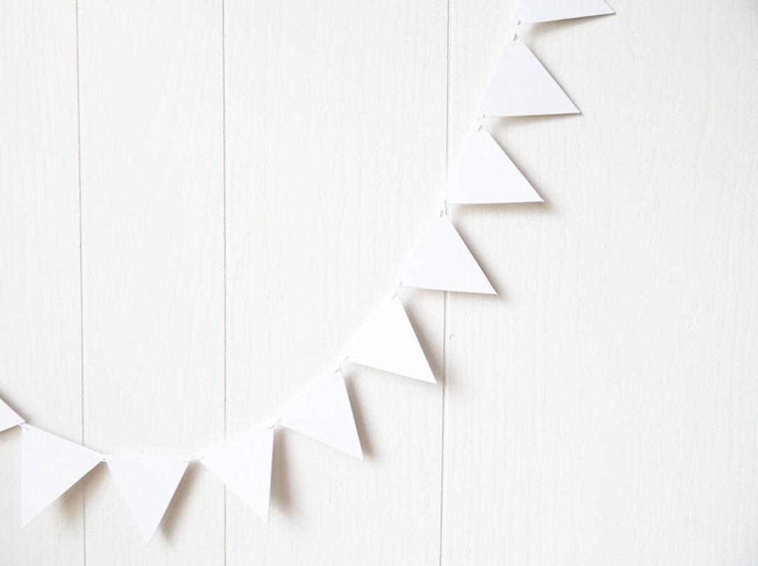 Flag Garland / White Triangles / White Flag Bunting / Adjustable ...