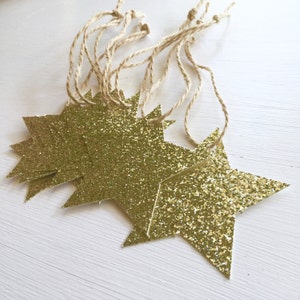 Golden Glitter Star Gift Tags - Christmas Tags - Holiday Tags - Paper ...