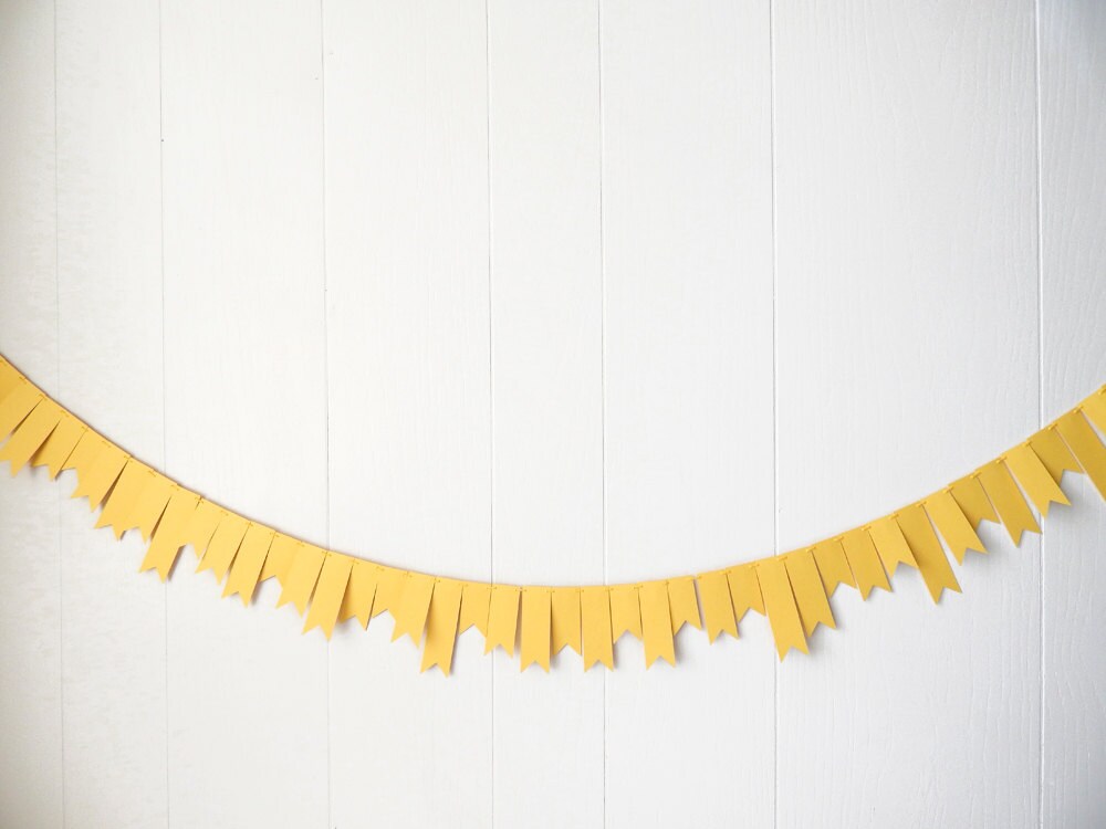 Lemon Yellow Garland Wedding Garland Yellow Bunting Flag Fringe Garland ...