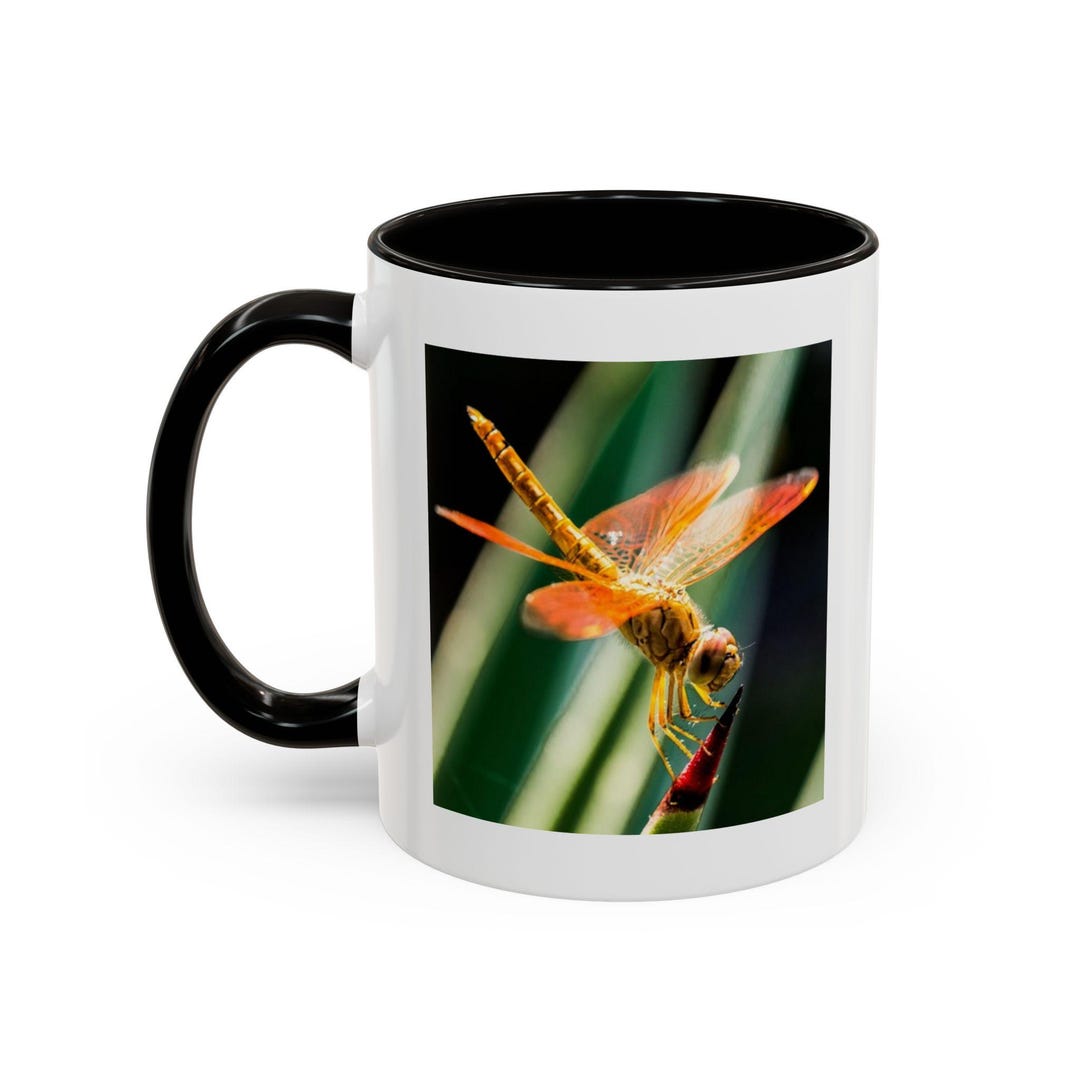 Golden Dragonfly Mug: Boho Coffee Cup, Nature Lover Gift - Etsy