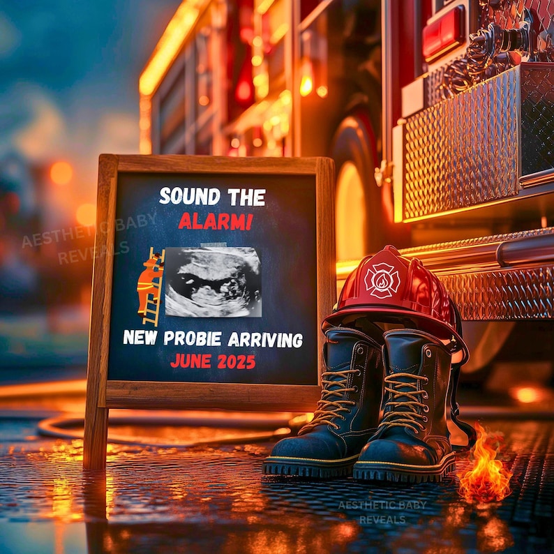 Firefighter Digital Pregnancy Announcement , Firefighter Baby Boy ...