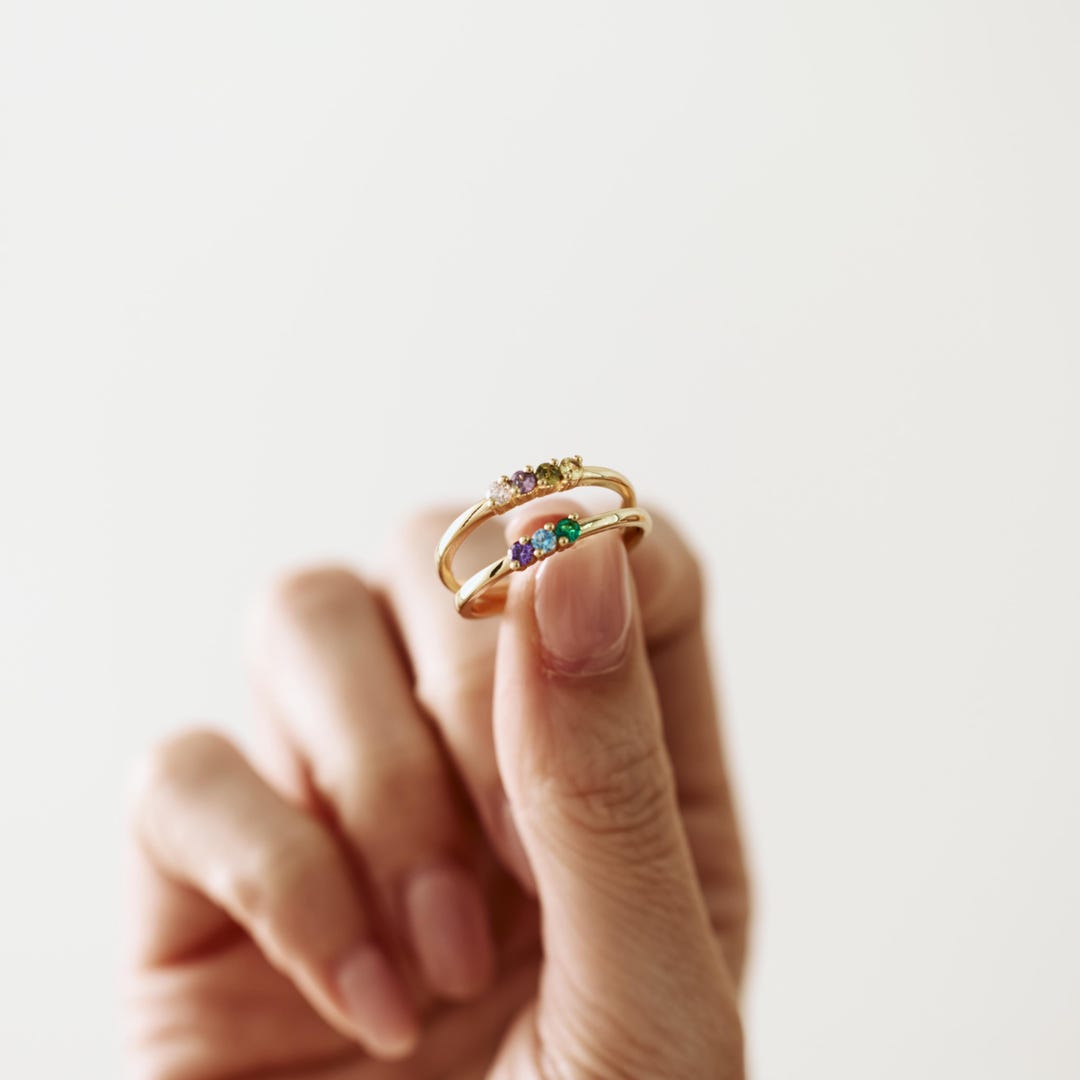 Custom Multiple Gemstone Ring, Minimalist Birthstone Ring,dainty ...