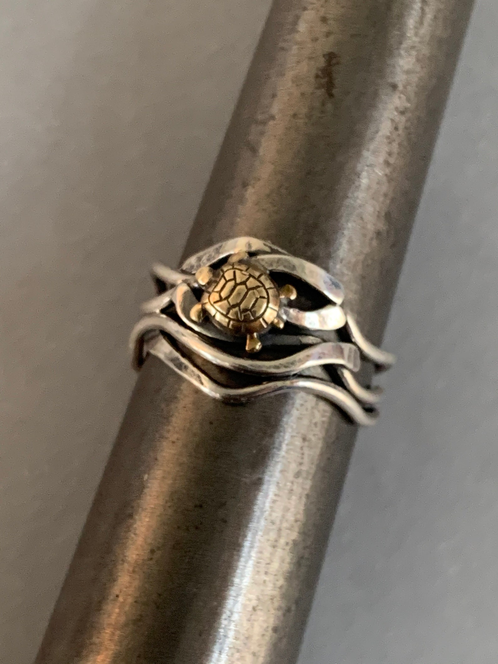 Brass Turtle and Silver Kelp Unisex Mixed Metal Ring Size 8 | Etsy