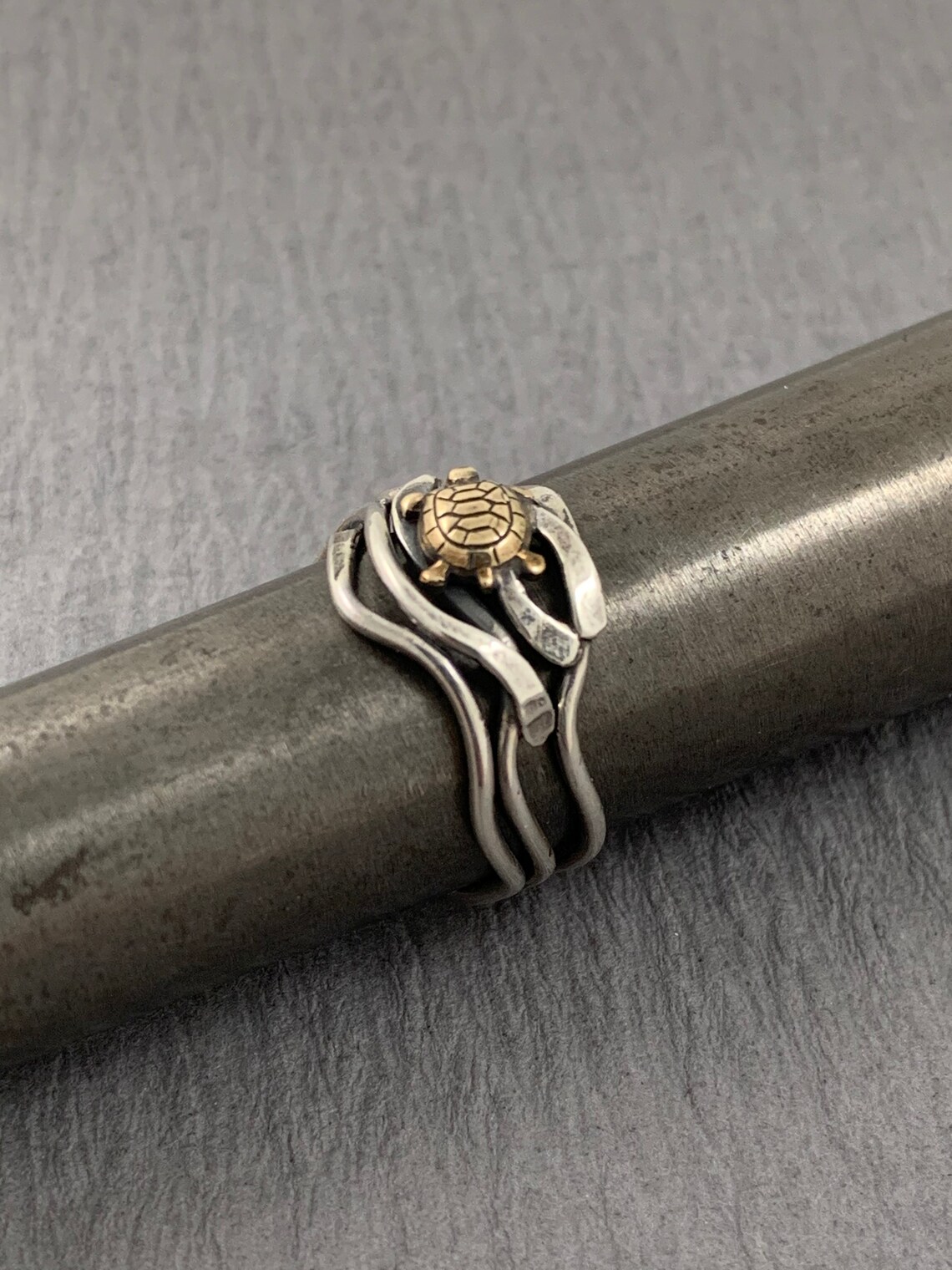 Brass Turtle and Silver Kelp Unisex Mixed Metal Ring Size 8 | Etsy