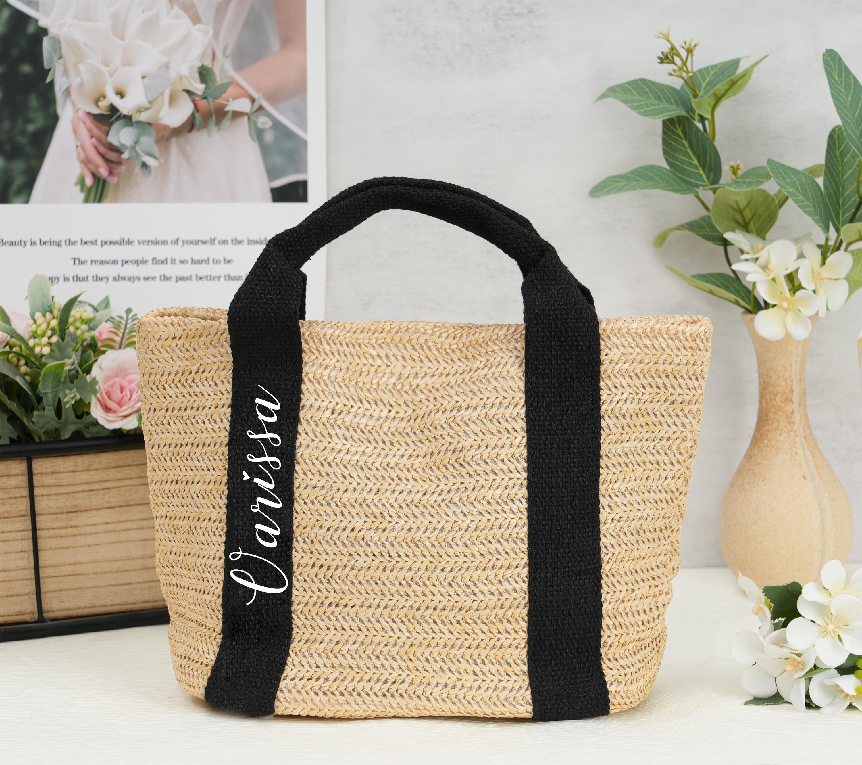 Custom Straw Bags,bridal Shower Bag, Wedding Gift , Beach Bag ...
