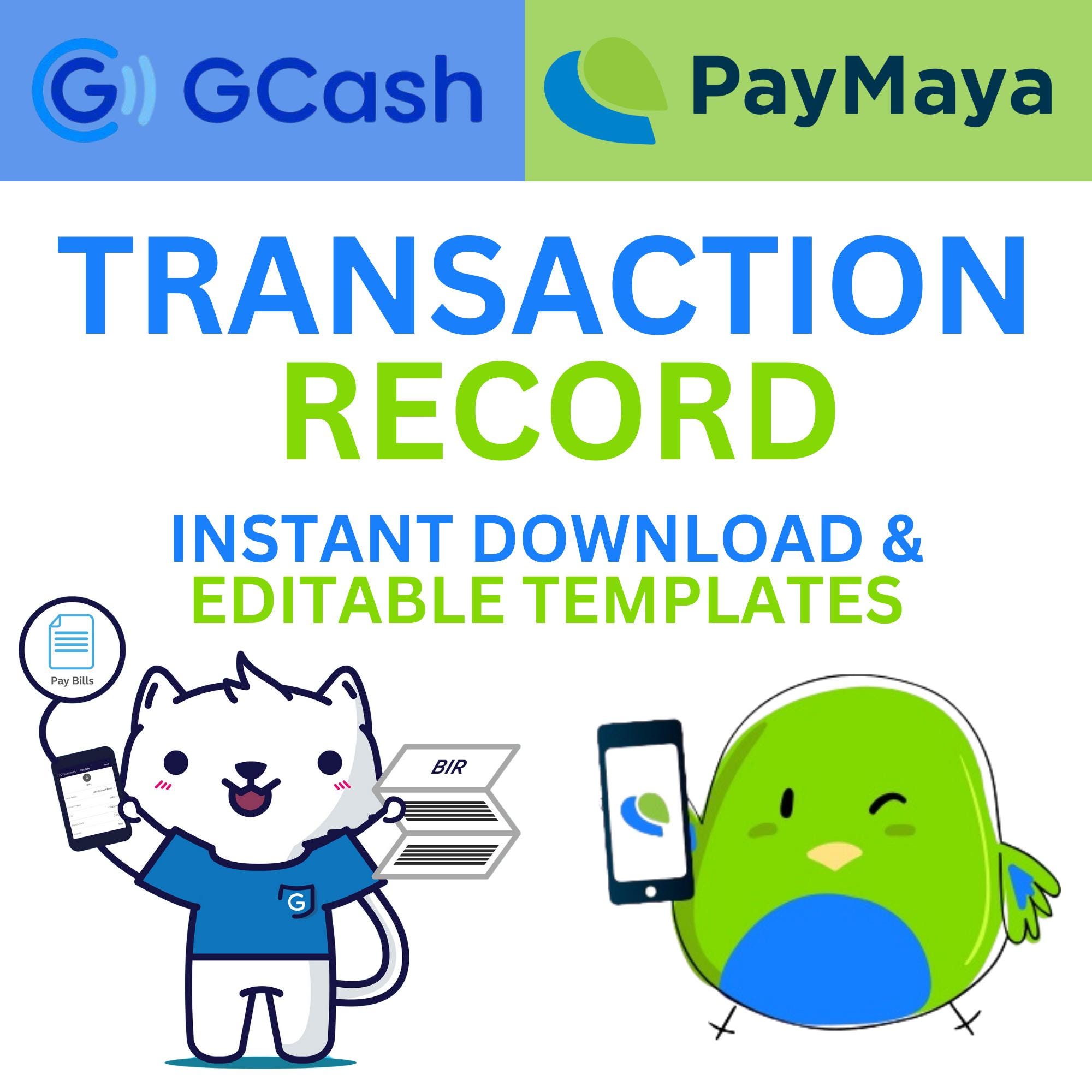 Gcash and Paymaya Slip and Transaction Record, BEST SELLER, Editable ...