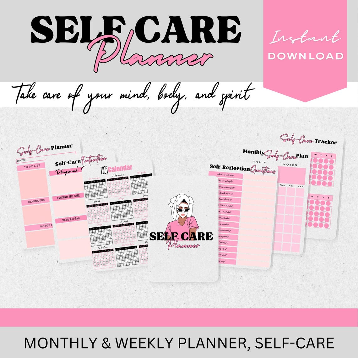 Self Care Planner, Printable, Editable, Monthly Planner, Planner ...