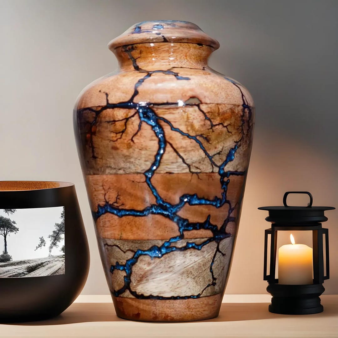 Wooden Urn for Human Ashes, Turned Wood Resin Urn Available in Various ...