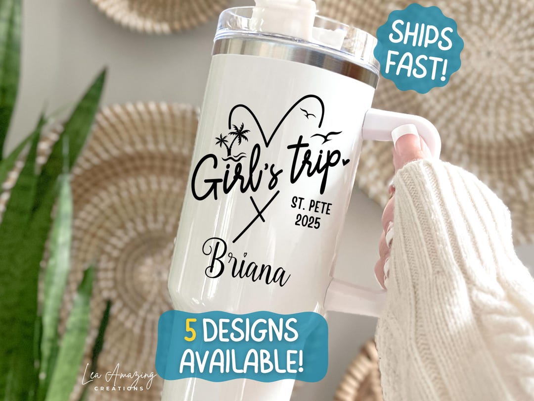 Personalized Girls Trip Tumbler: Custom Vacation Gift, 40oz Stainless ...