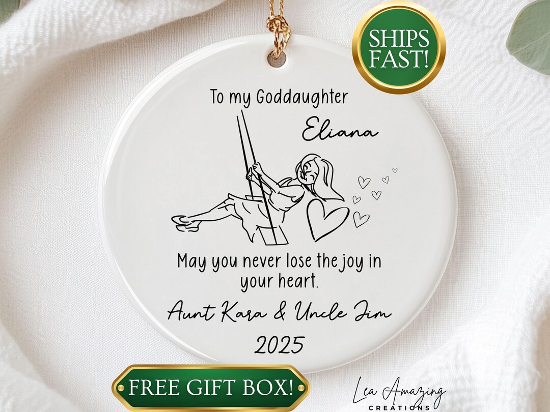 Personalized Goddaughter Gift Ornament From Godparents Baby Girl ...