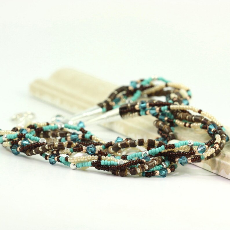 Multi Strand Necklace Shell Necklace Beach Jewelry Brown | Etsy