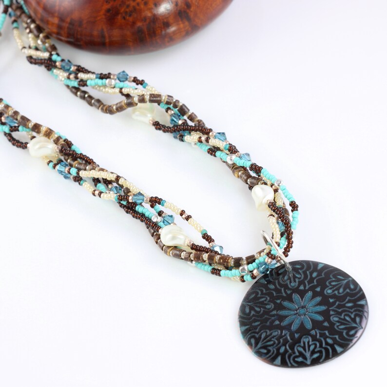 Multi Strand Necklace Shell Necklace Beach Jewelry Brown | Etsy