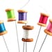 6 Mini Thread Spool Pins - Wound up by Hand - Vintage Look - Etsy