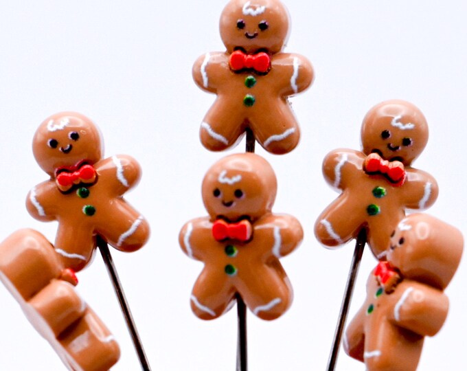 6 Gingerbread Man Pins - Medium Long - Etsy