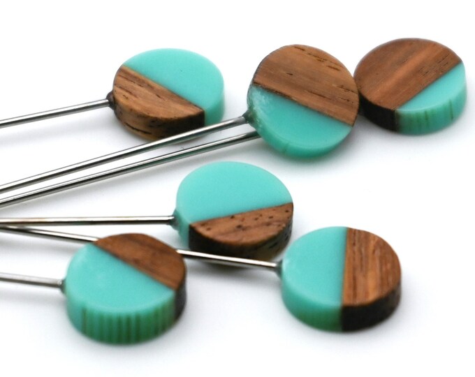 6 Wood With Resin Pins - XL - Etsy