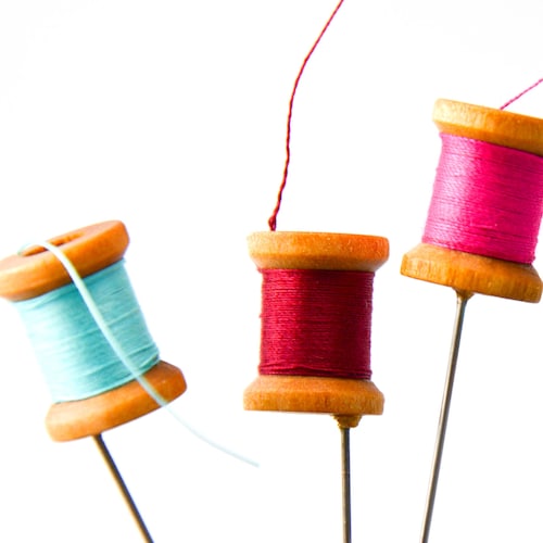 Assorted Tiny Miniature Sewing Thread Spool Pin Topper Wound | Etsy