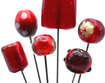 6 Mismatch Glass Head Pins - Ooak Set - Etsy