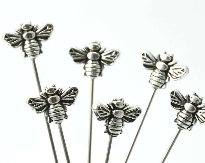 6 Bee Pins Medium Long | Etsy