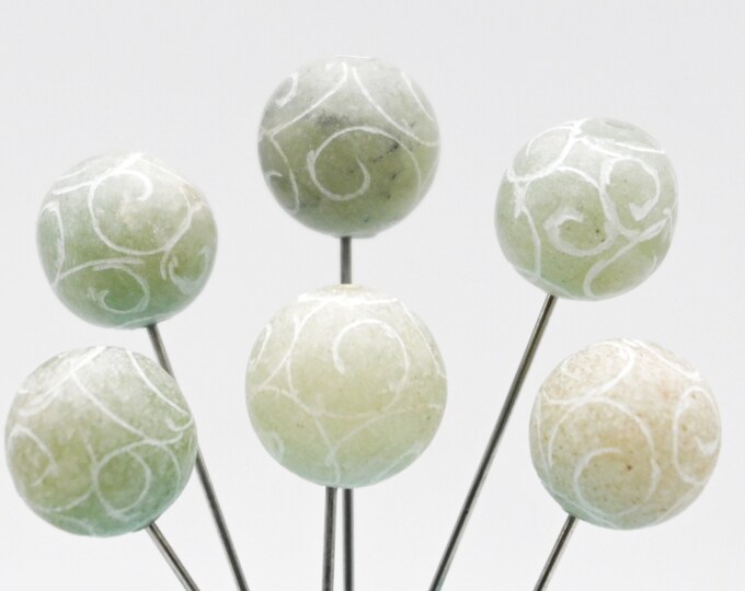 6 NATURAL Hand-carved Jade Pins - XL - - Etsy