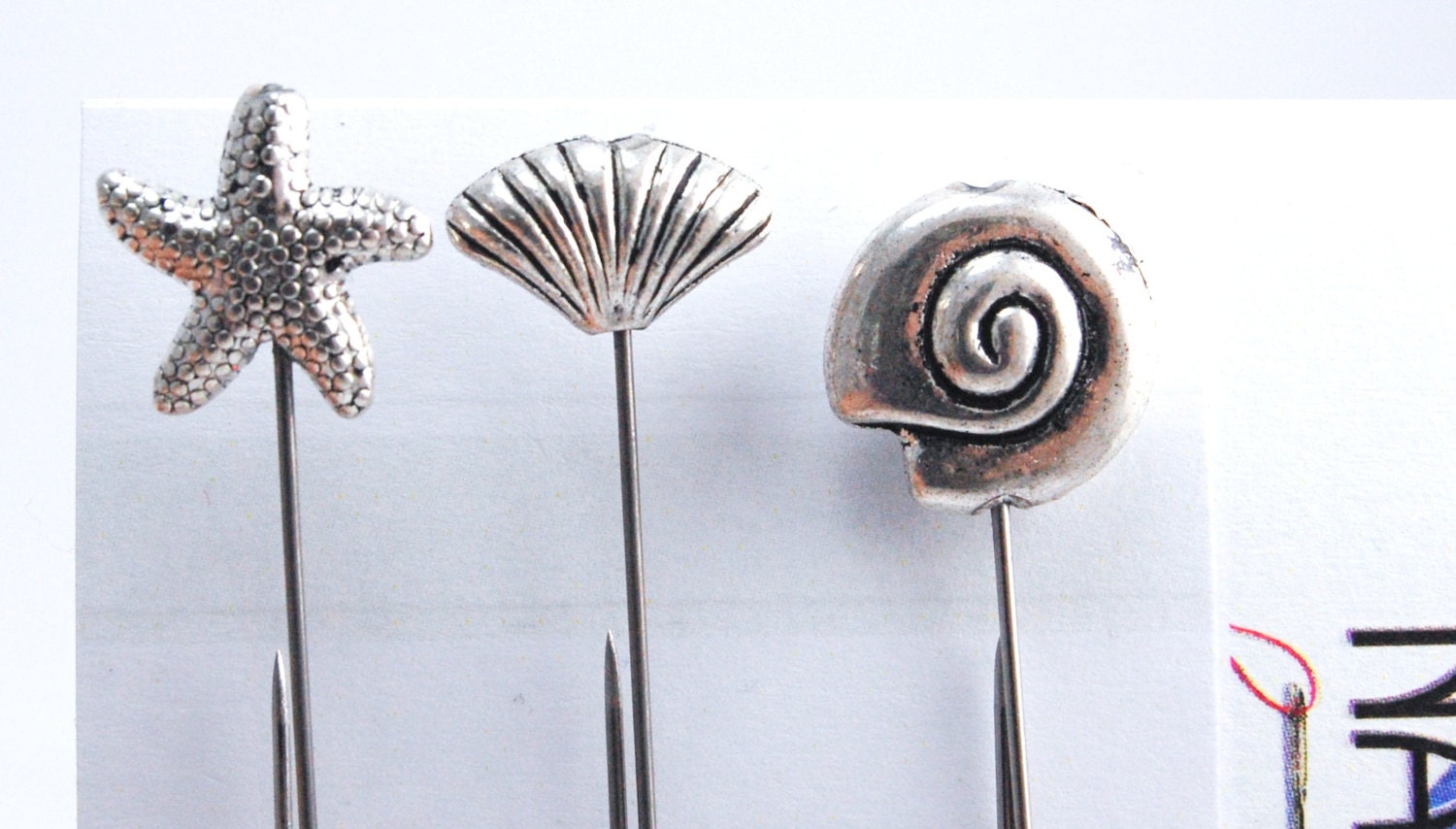 6 Ocean themed Pins XL Turtle Starfish Snail Shell | Etsy