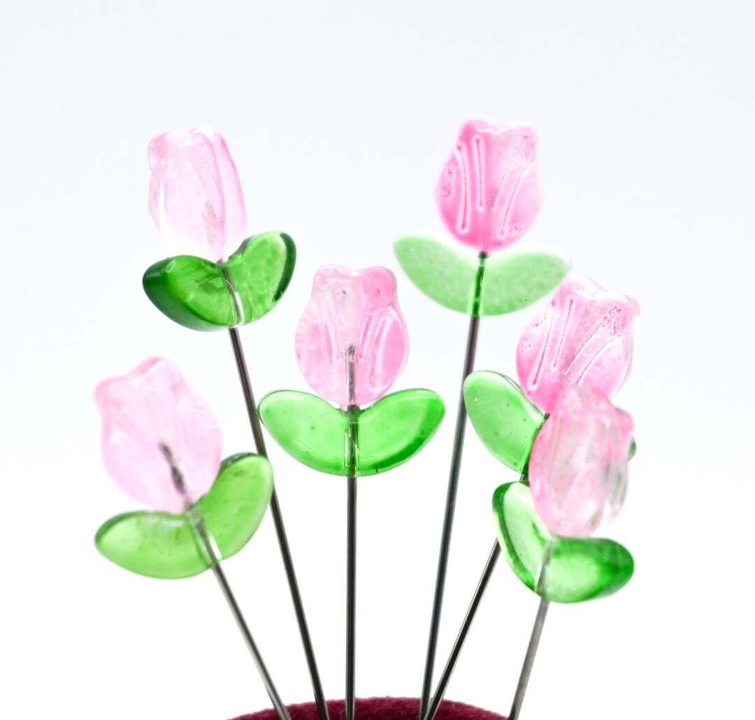 6 Glass Tulip Pins - XL - - Etsy