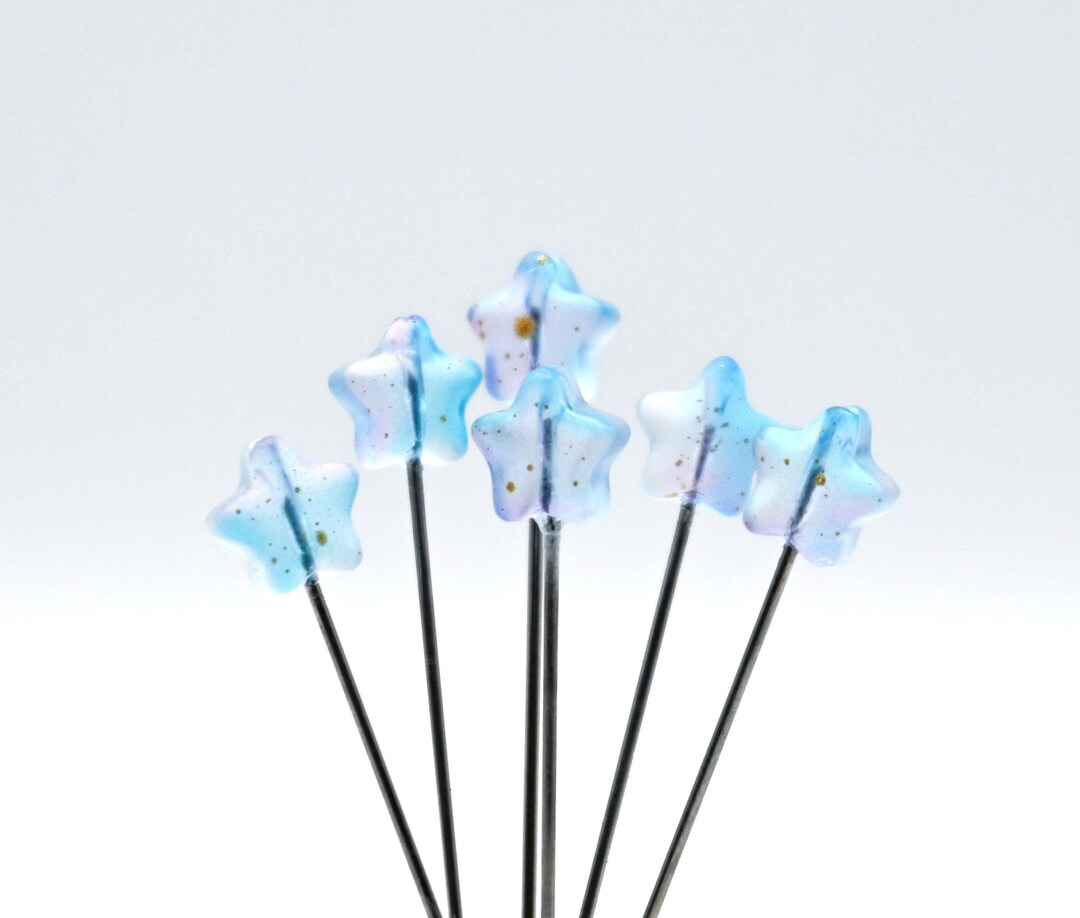 6 Glass Star Pins - Medium Long - Etsy