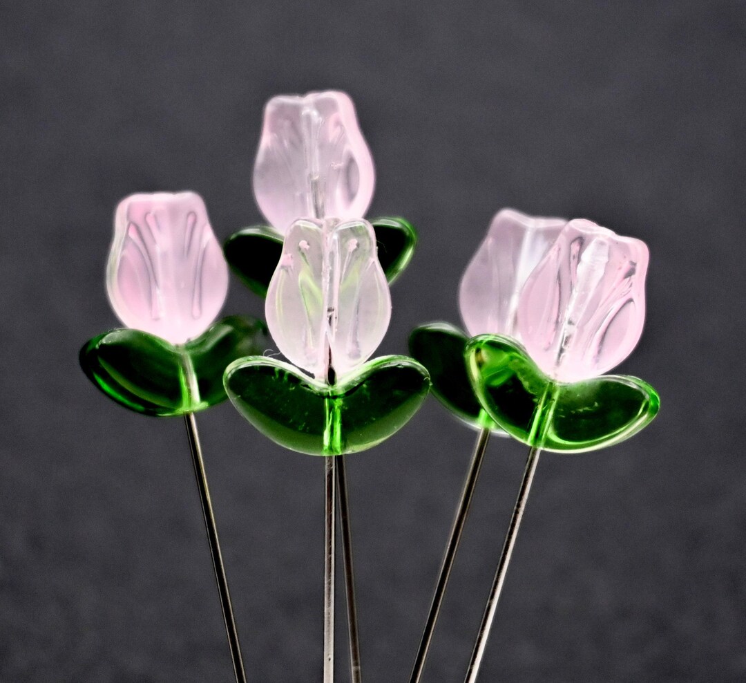 5 Glass Tulip Pins XL - Etsy