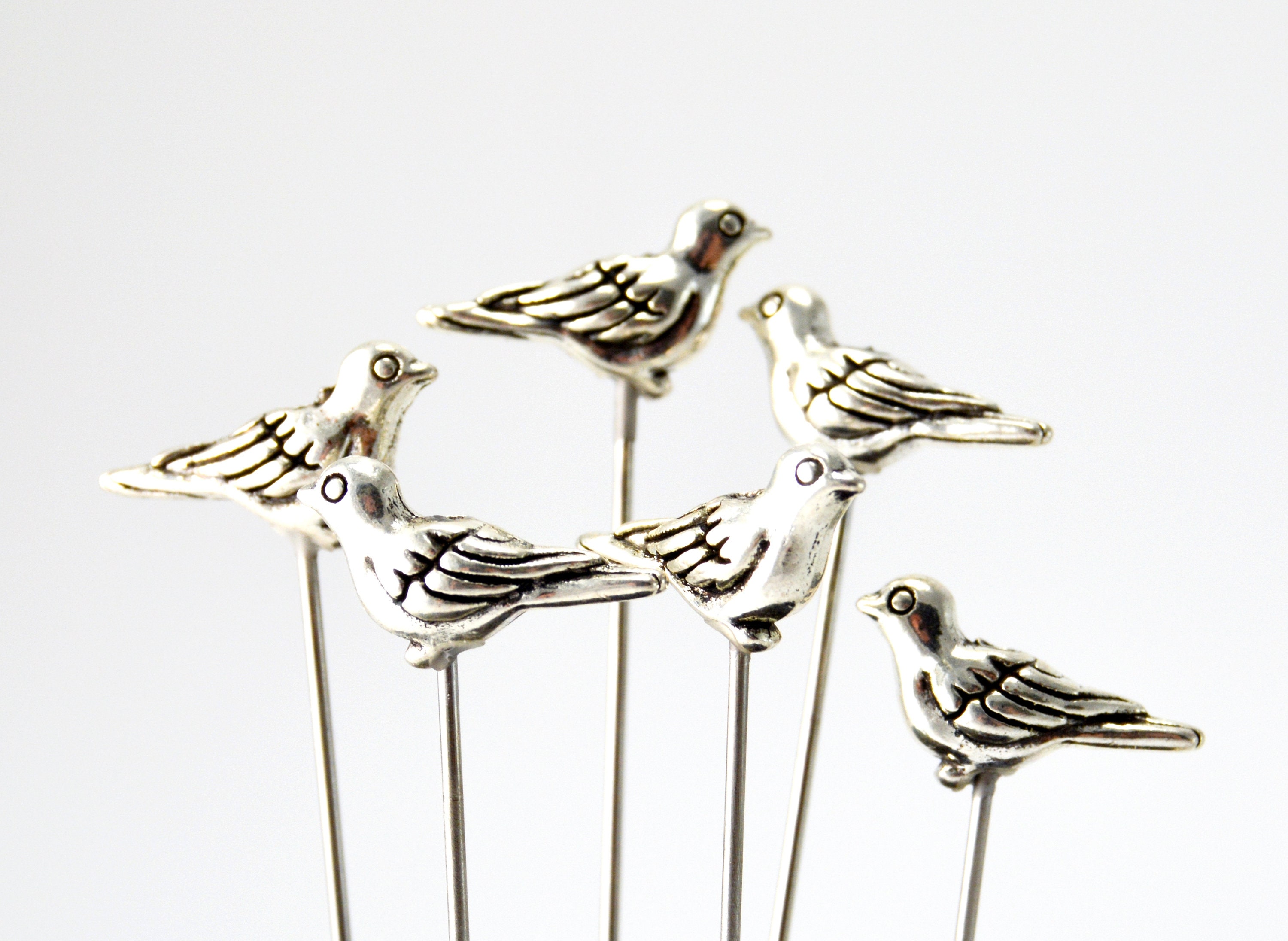 6 Dove Bird Pins Medium Long | Etsy