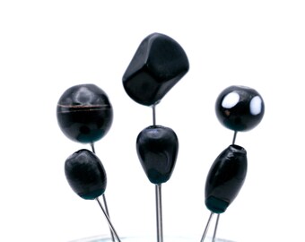 6 Mismatch Glass Head Pins - Ooak Set - Etsy