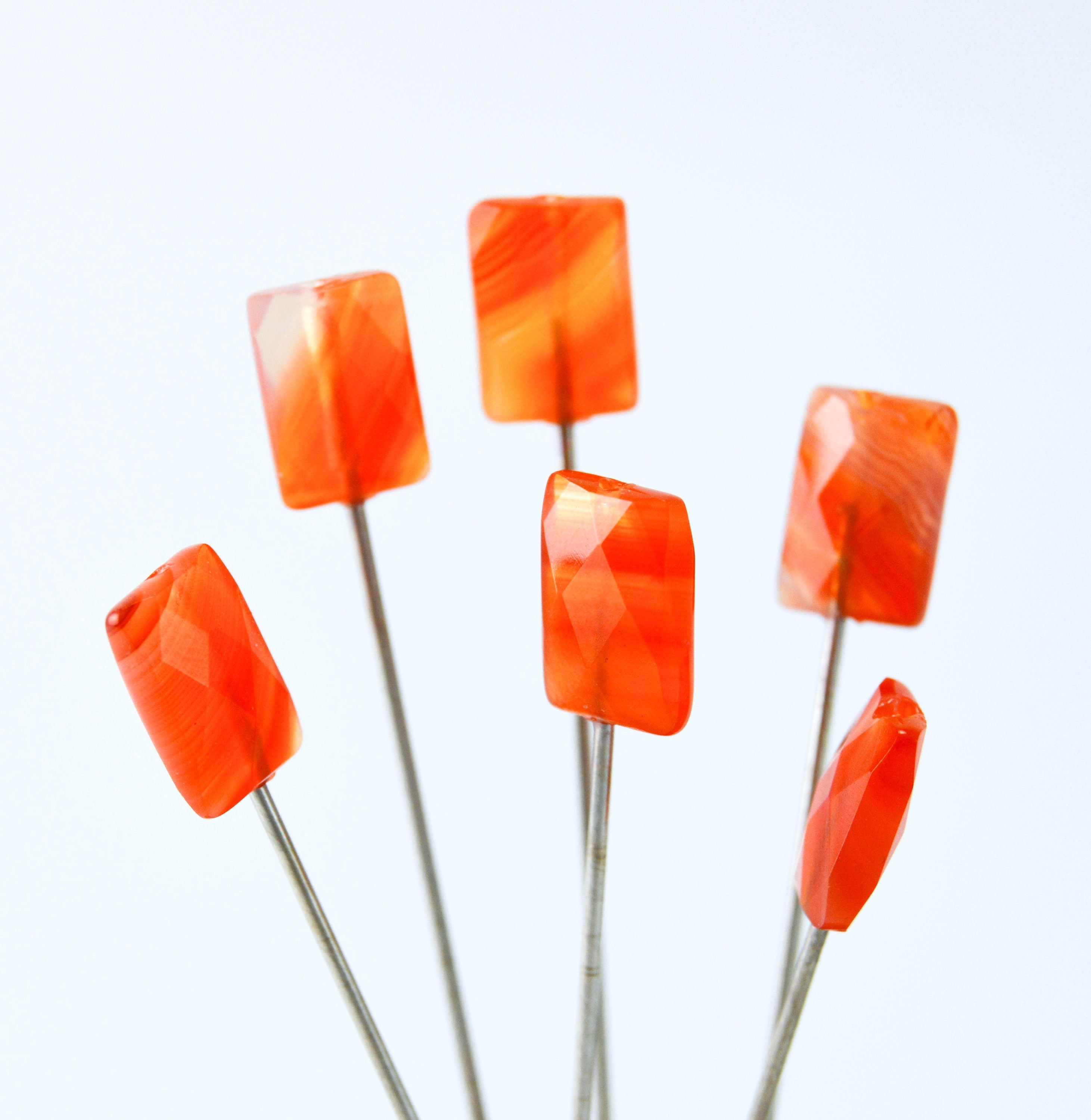 45mm silk pins 6 Carnelian Head & Eye Pins Jewelry Making & Beading ...