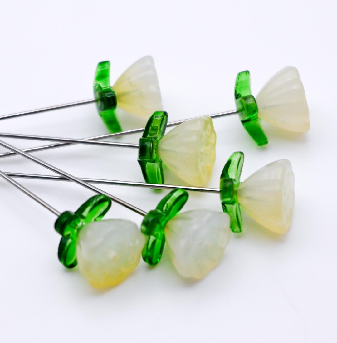6 Glass Lotus Flower Pins - XL - Yellow Hue - Etsy