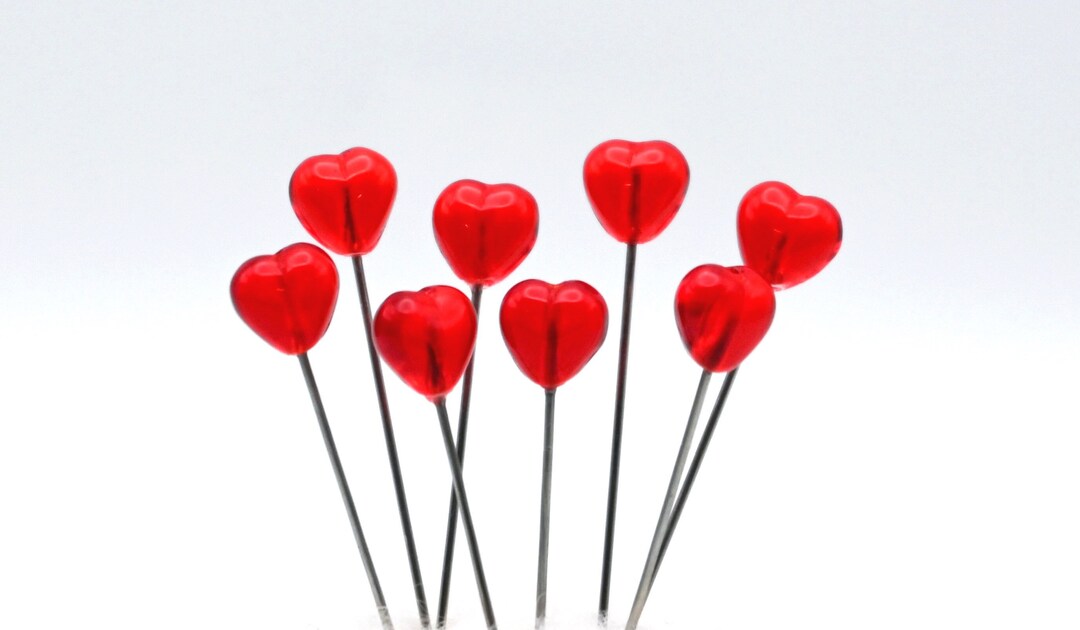 8 Glass Heart Pins - Transparent - Etsy