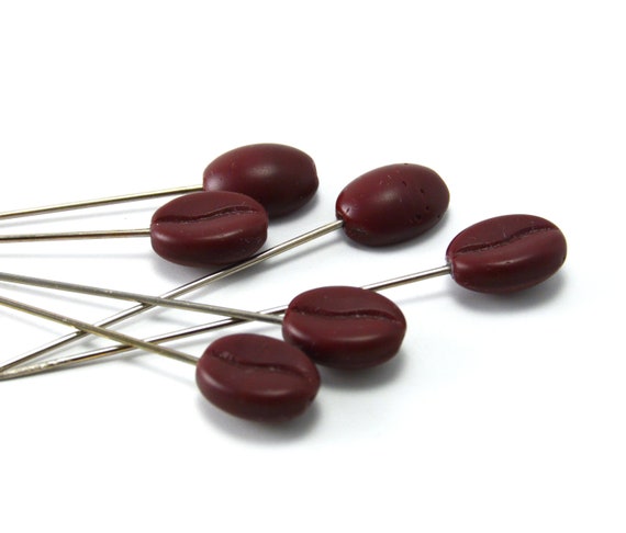 6 Coffee Bean Pins Medium Matte Glass - Etsy