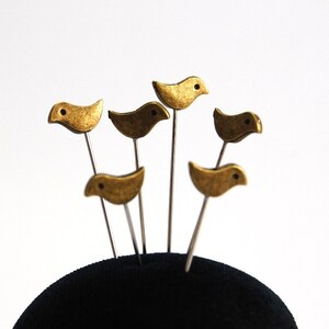 6 Antique Bronze Bird Pins - Medium Long - Etsy
