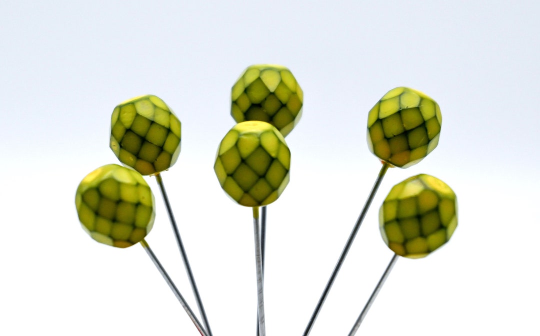 6 Lattice Pins - XL - Vintage Coated Glass - Etsy