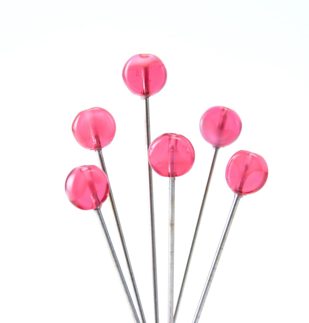 6 Vintage Pink Glass Pins - Medium Long - Etsy
