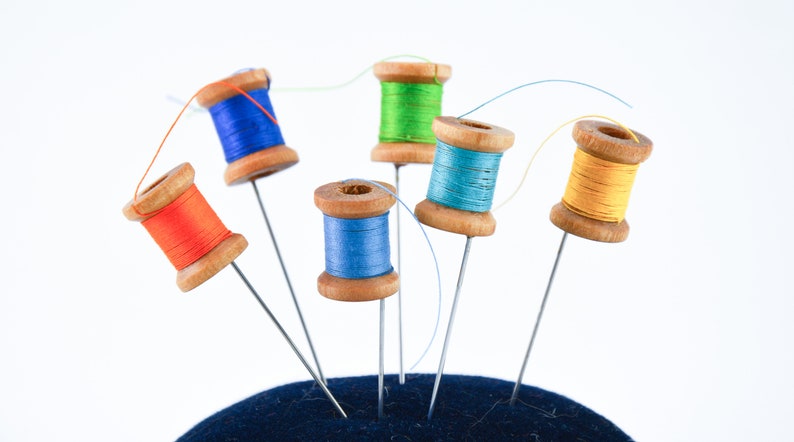 Assorted Tiny Miniature Sewing Thread Spool Pin Topper - Wound up by ...